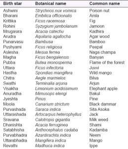 नक्षत्रों के वृक्ष । Nakshatra Tree - Astroprabha